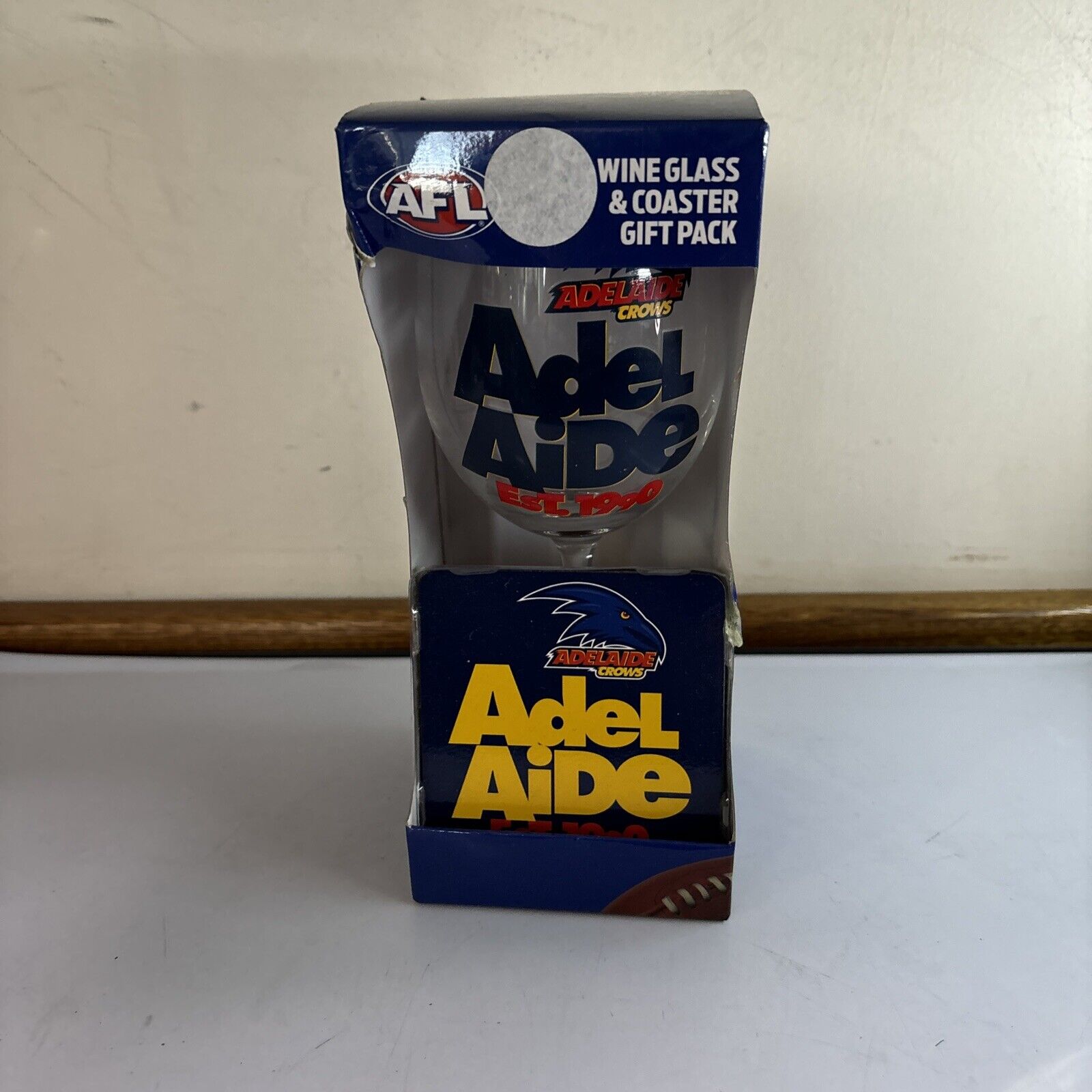 Afl Adelaide Crows Wine Glass And Coaster T Pack Retro Unit