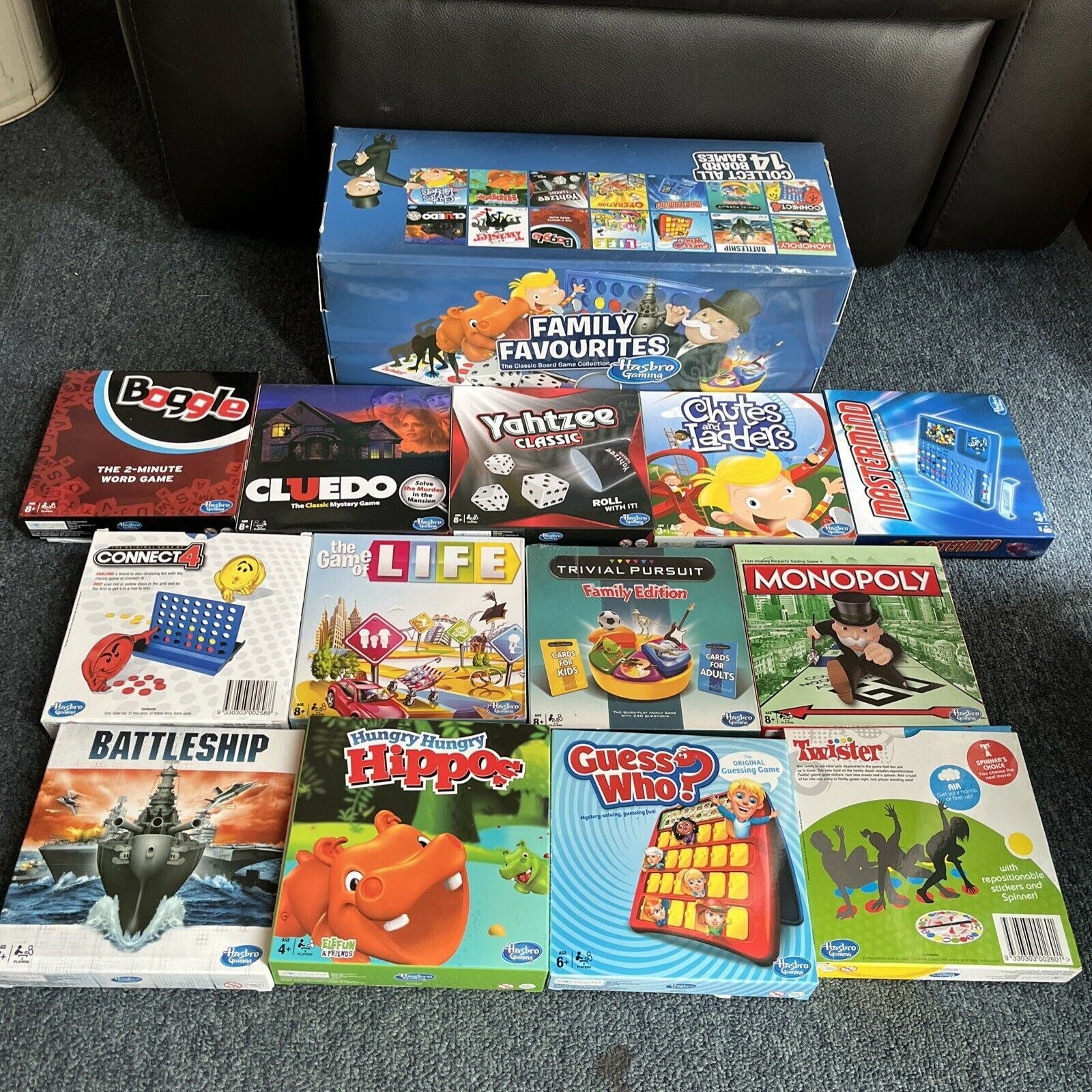 Hasbro Family Favorites Board 13 Game Classics Boggle, Cluedo, Yahtzee ...