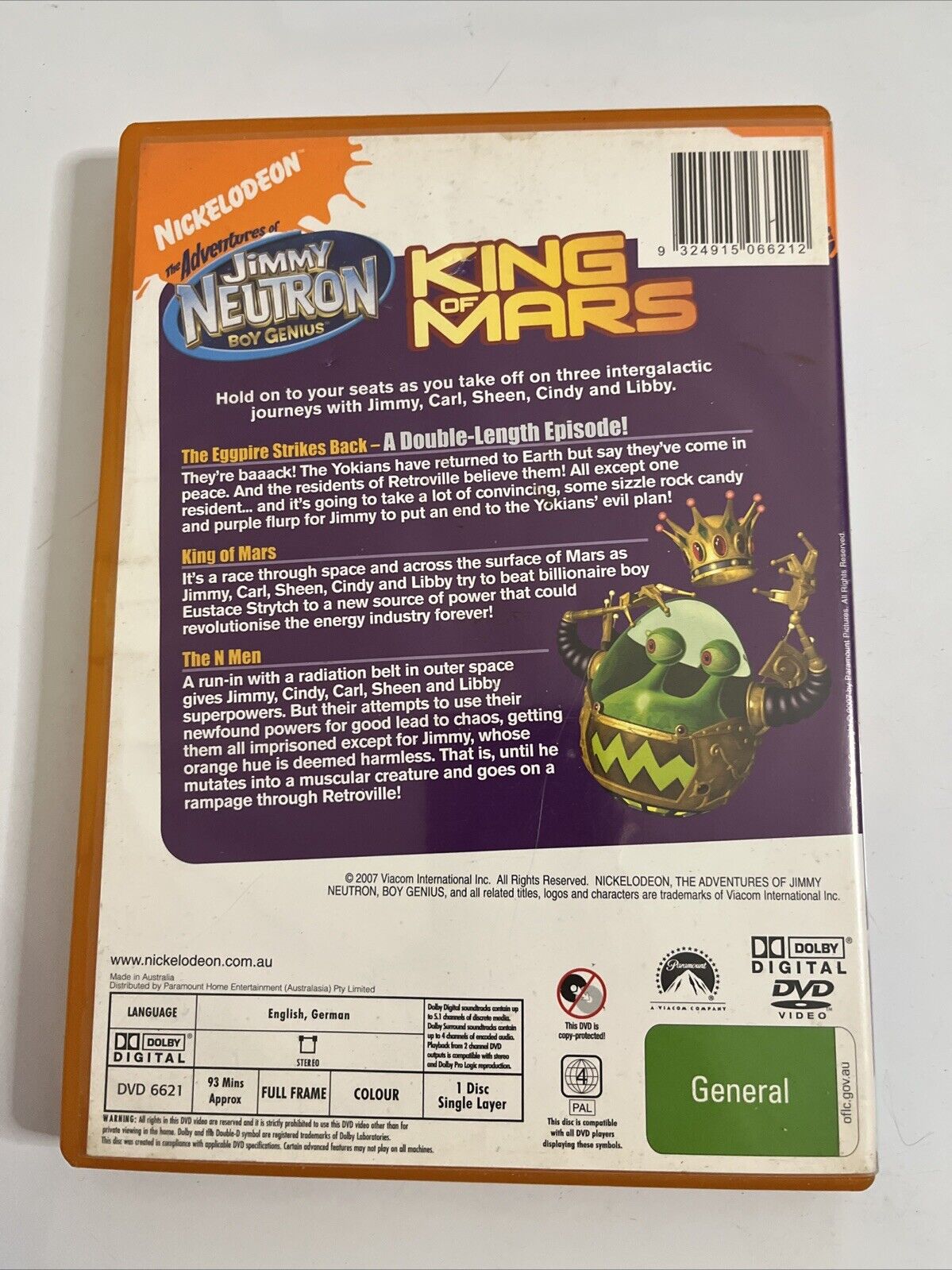 Jimmy Neutron King of Mars (DVD, 2005) Nickelodeon Animation Region 4 ...