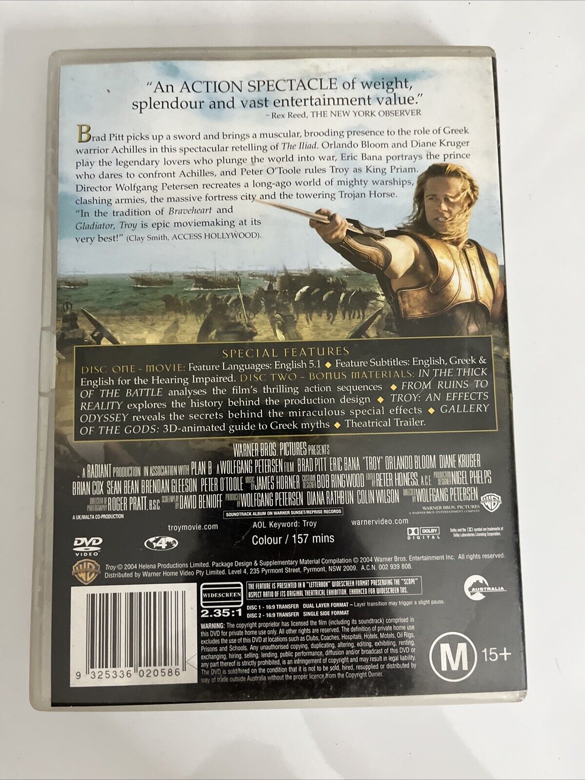 Troy (DVD, 2004, 2-Disc Widescreen Edition) Brad Pitt, Eric Bana Regio ...