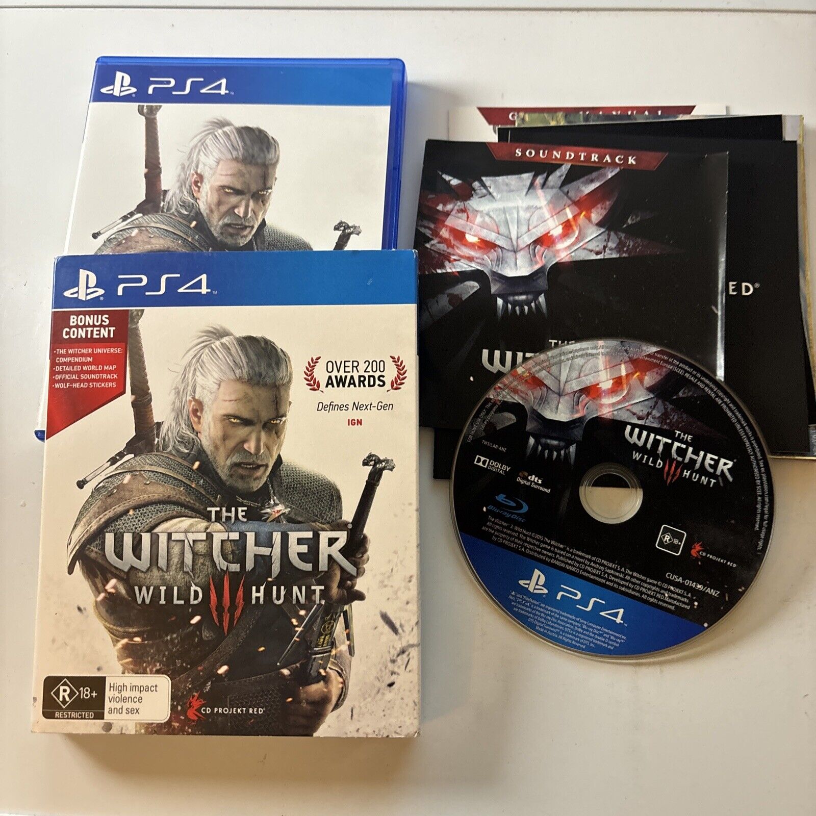 The Witcher III 3 Wild Hunt PS4 Manual + Compendium CD Soundtrack + St ...