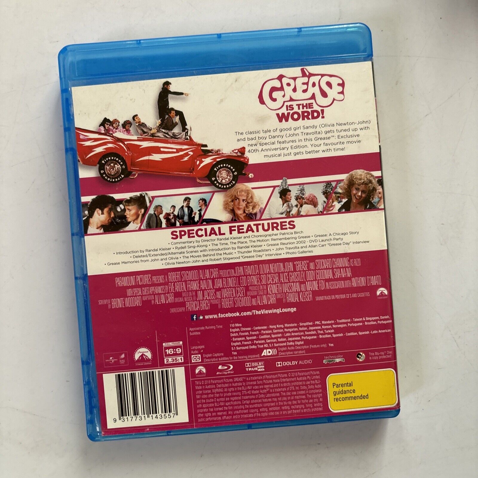 Grease - 40th Anniversary Edition (Blu-ray, 1978) Olivia Newton-John R ...