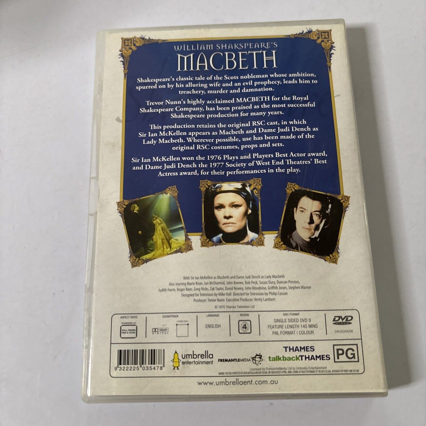 Macbeth (DVD, 1978) Judi Dench, Ian McKellen Region 4 – Retro Unit