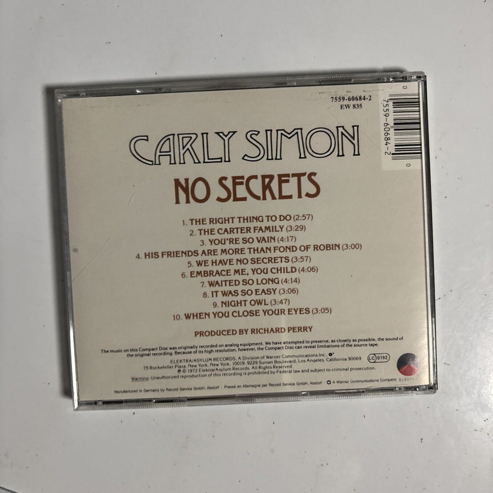 Carly Simon – No Secrets (CD, 1987) – Retro Unit