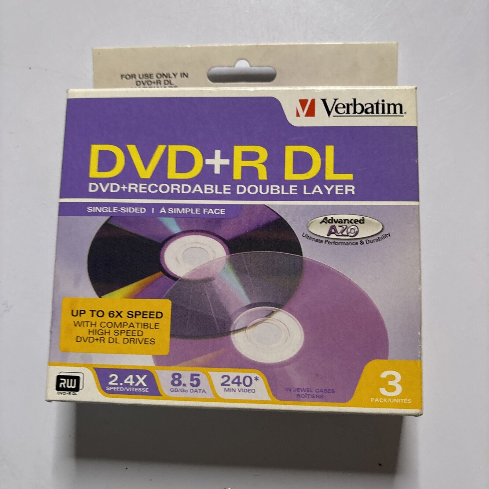 Verbatim DVD+R Recordable 8.5GB 240Min 2.4x Double Layer Recordable Pa ...