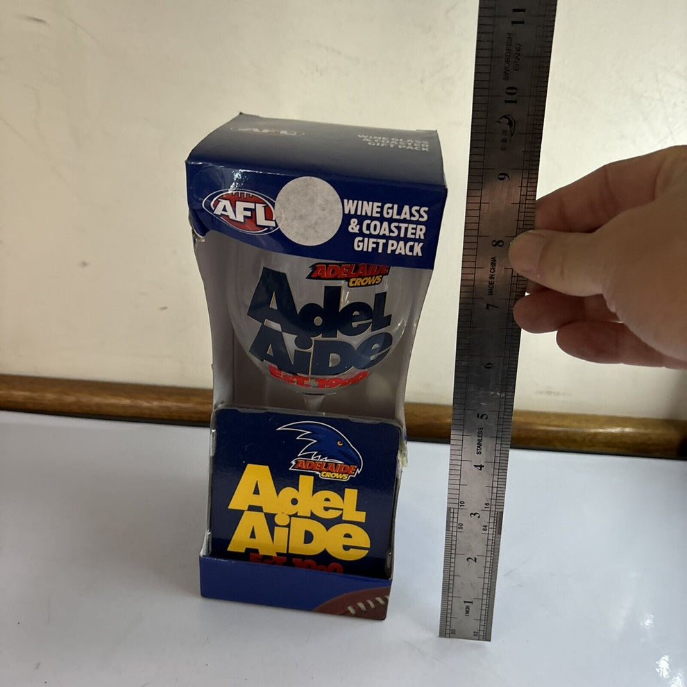 Afl Adelaide Crows Wine Glass And Coaster T Pack Retro Unit