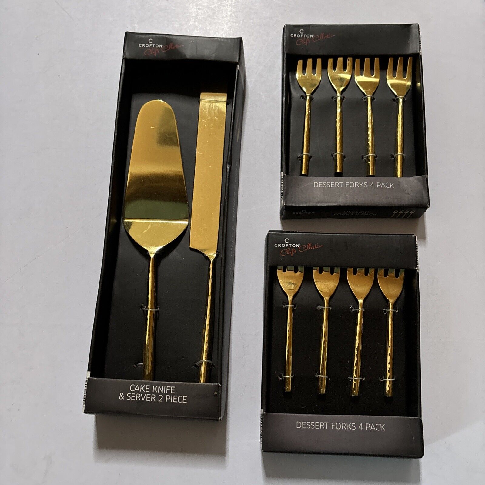 Crofton Cake Knife & Server + 2x Dessert Forks 4 Pack Stainless Steel ...