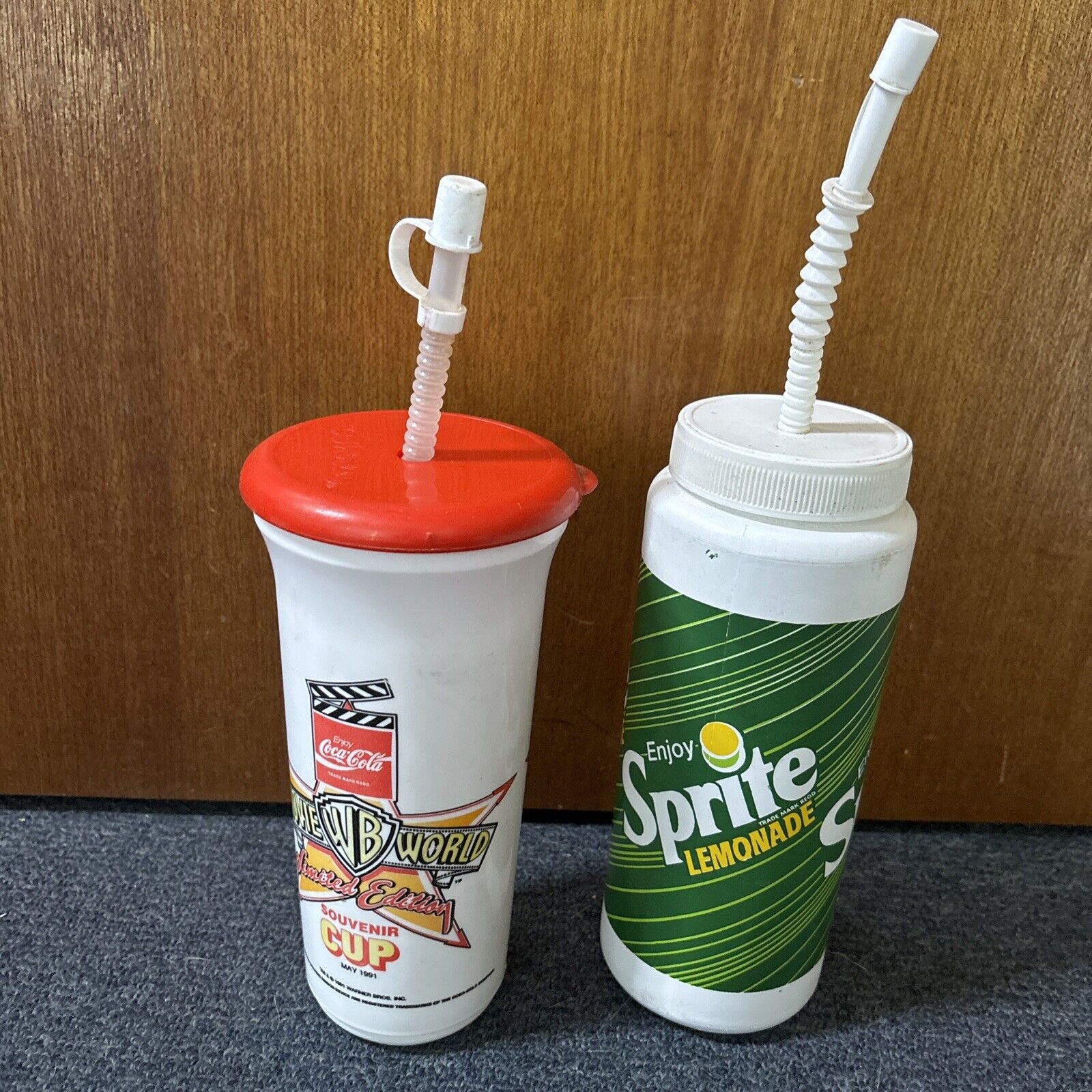 Coca cola Movie World Limited Edition Souvenir Cup May 1991 & Sprite L ...