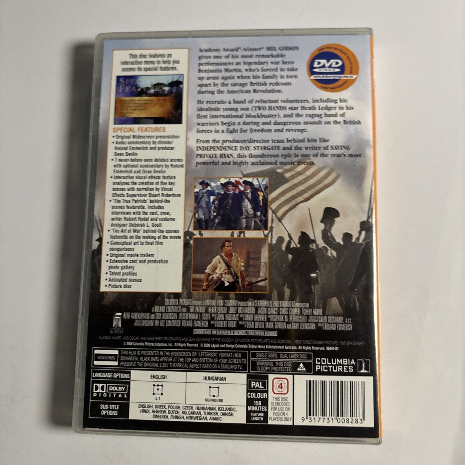 The Patriot (DVD, 2000) Mel Gibson, Heath Ledger NEW Region 4 – Retro Unit