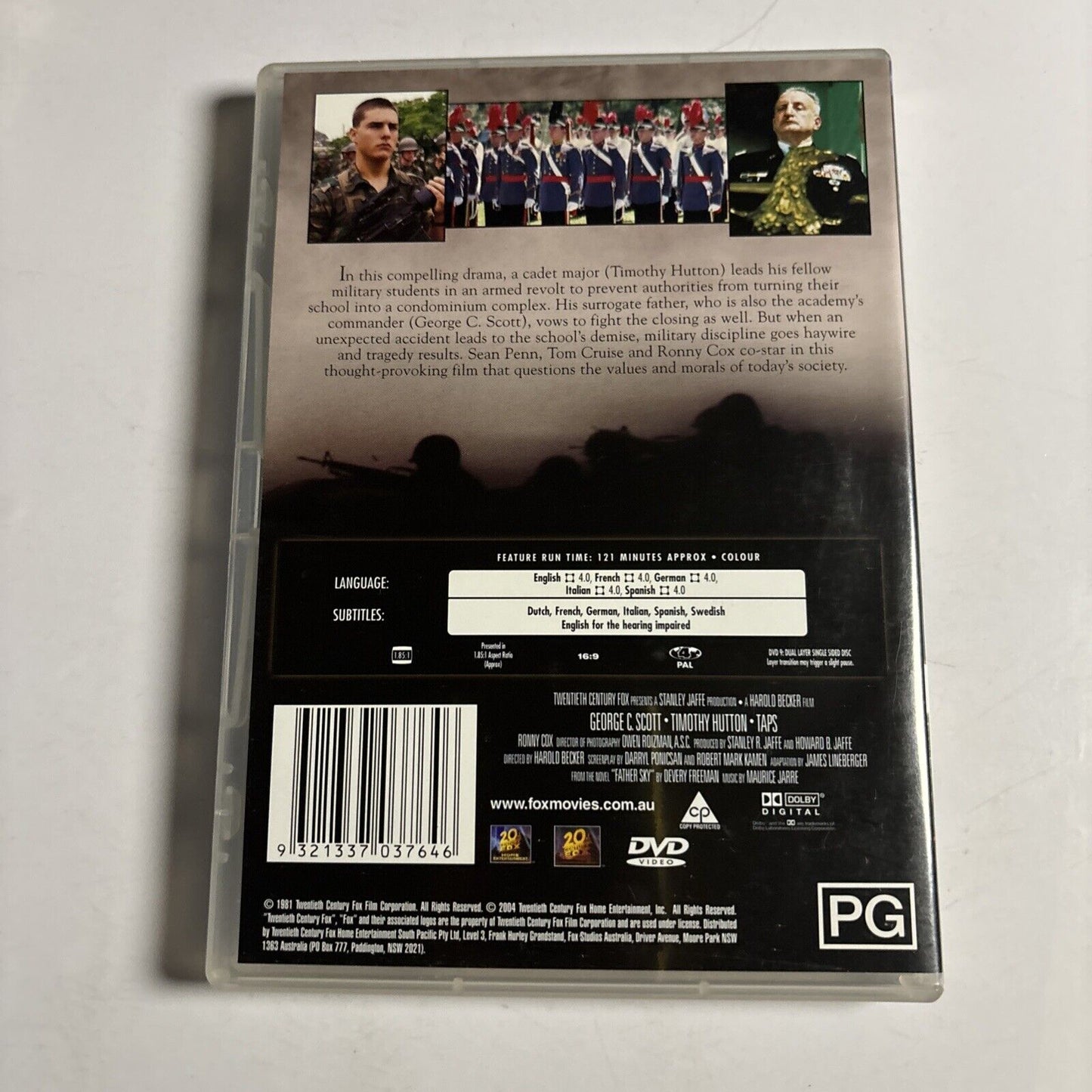 Taps (DVD, 1981) George C. Scott, Tom Cruise, Sean Penn NEW Region 4 ...