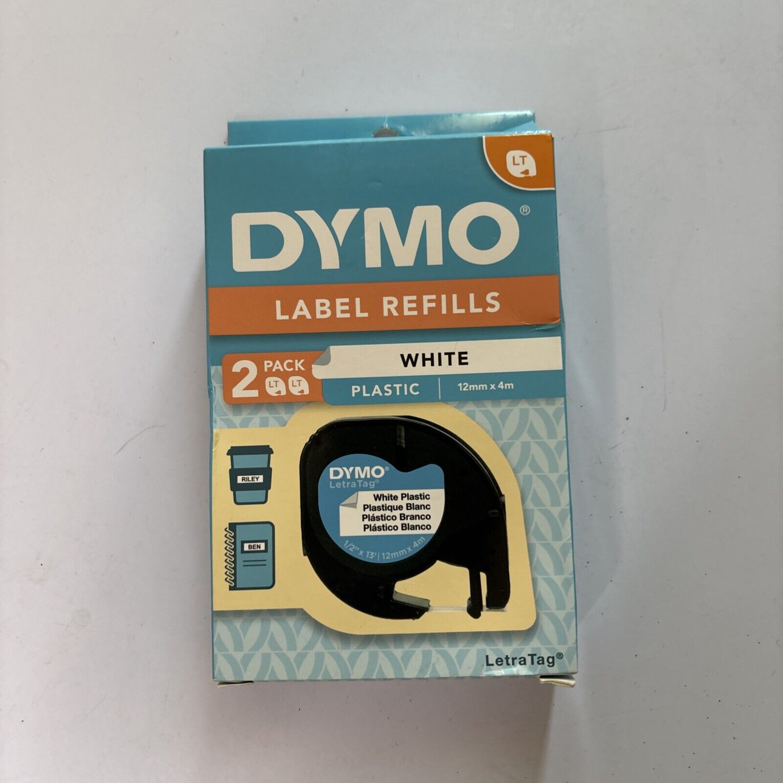 Dymo Letratag Label Refill 2 Pack White Plastic 12mm X 4m – Retro Unit