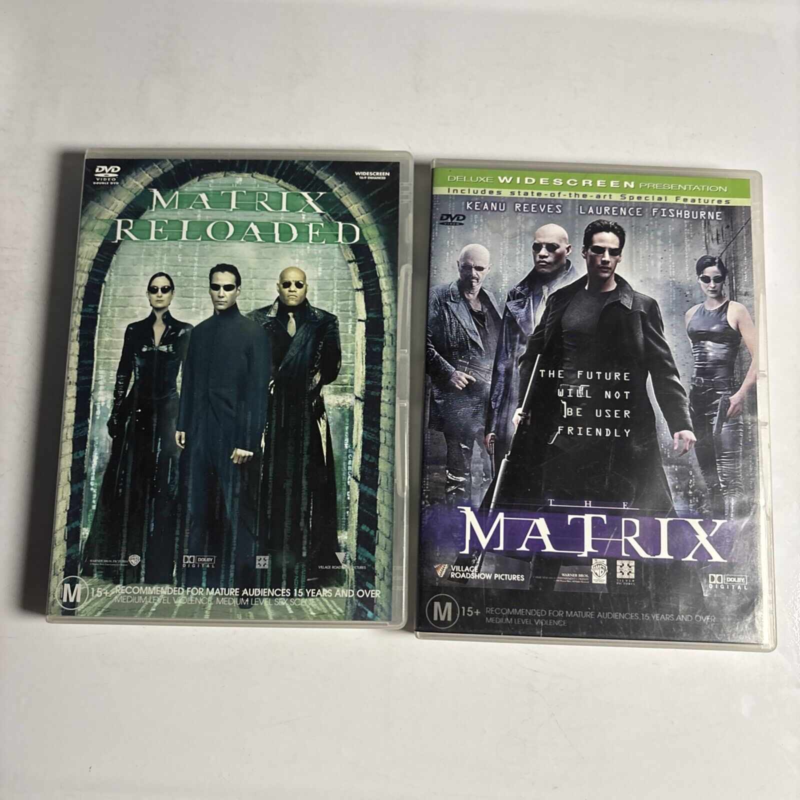 The Matrix / The Matrix Reloaded (DVD, 1999, 2-Disc) Keanu Reeves Regi ...