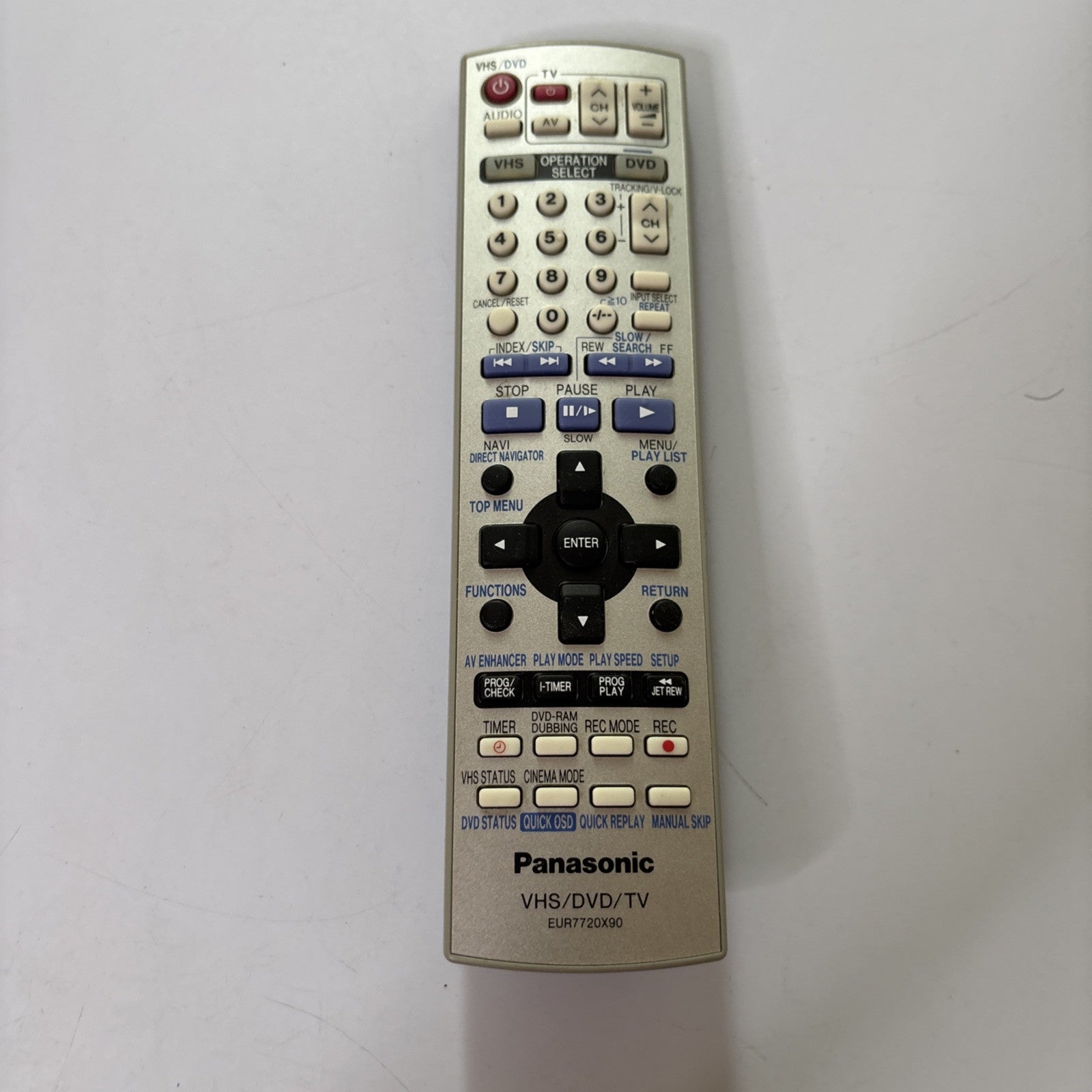 Genuine Panasonic EUR7720X90 Remote Control For VHS DVD *Missing Batte ...