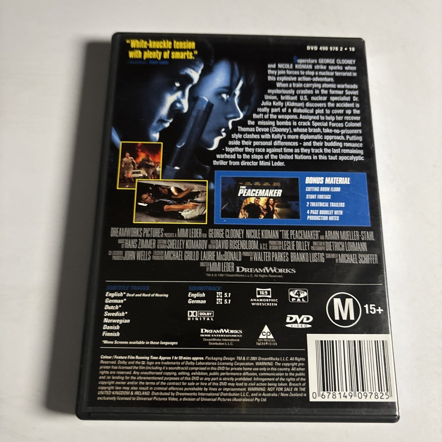 The Peacemaker (DVD, 1997) George Clooney, Nicole Kidman Region 4 ...