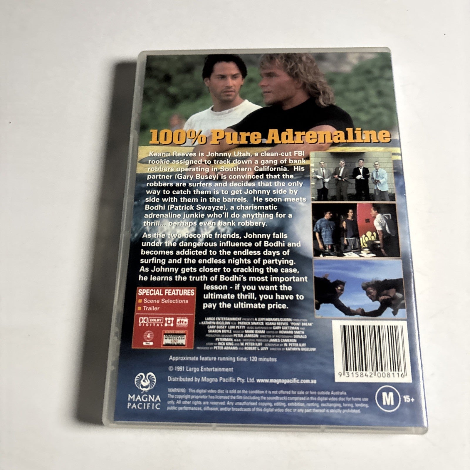 Point Break (DVD, 1991) Keanu Reeves, Patrick Swayze Region 4 – Retro Unit