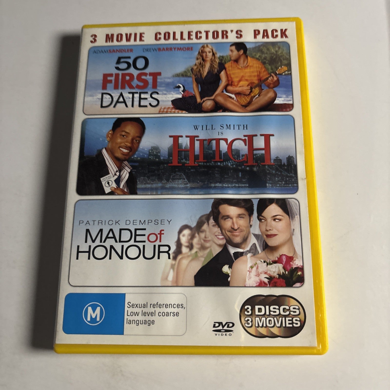 50 First Dates / Hitch / Made of Honour (DVD, 3-Disc) Adam Sandler Reg ...