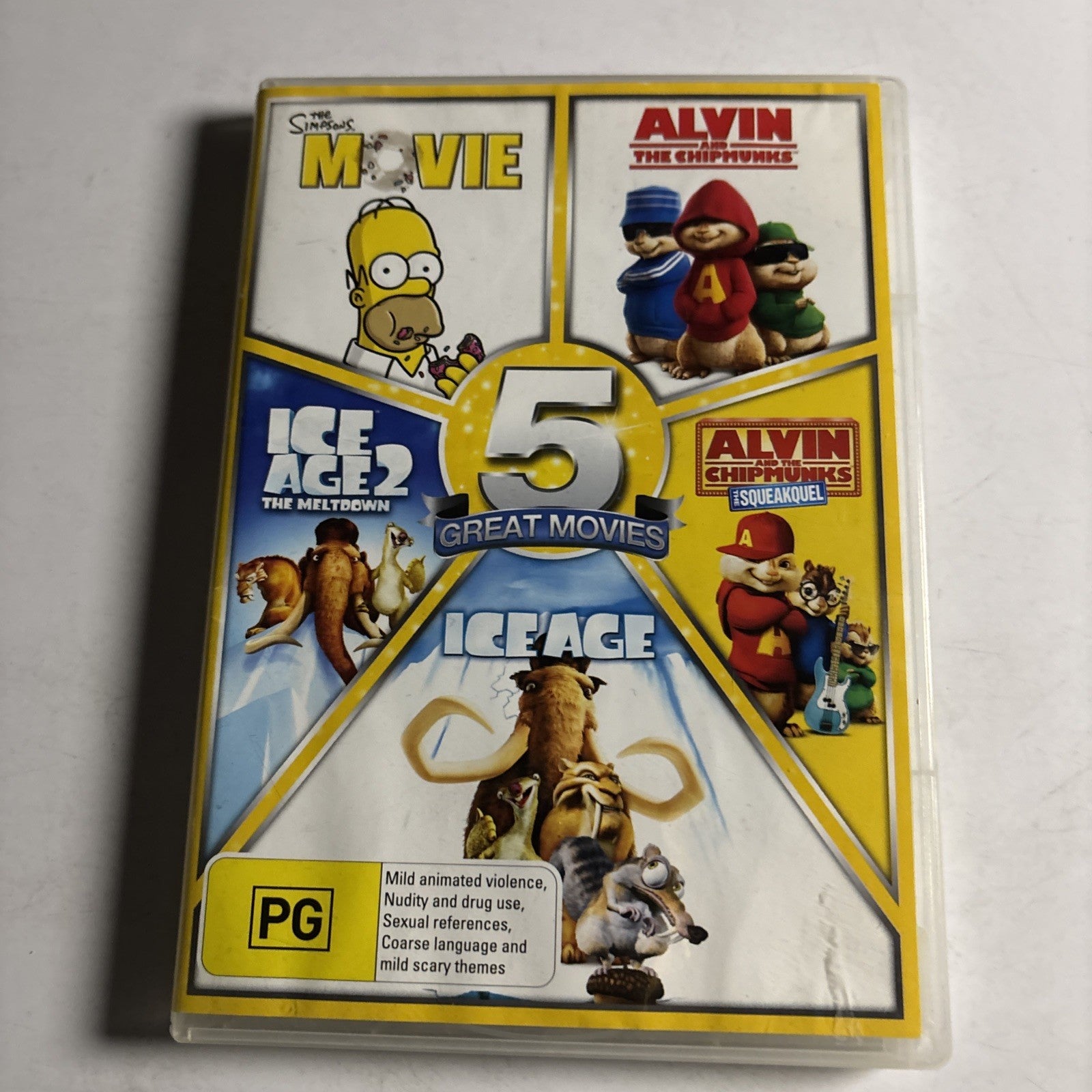 Ice Age 1 & 2 + Alvin & The Chipmunks 1 & 2 + The Simpsons Movie DVD R ...