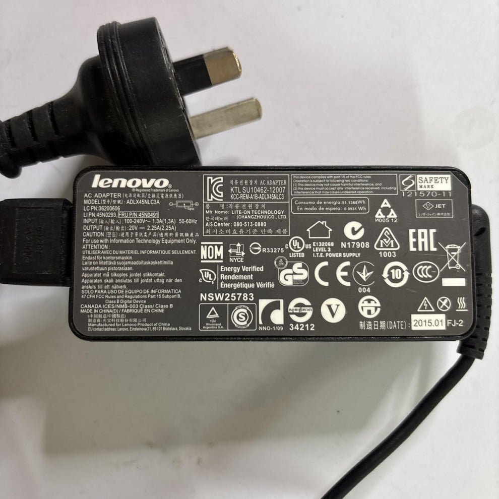 Genuine Lenovo 45W 20V 2.25A Slim Tip Yellow AC Adapter Charger ADLX45 ...