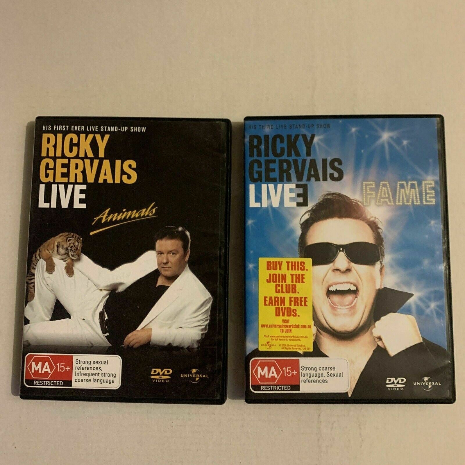Ricky Gervais Live - Animals / Fame (DVD, 2007, 2-DVD) Region 4,2 ...