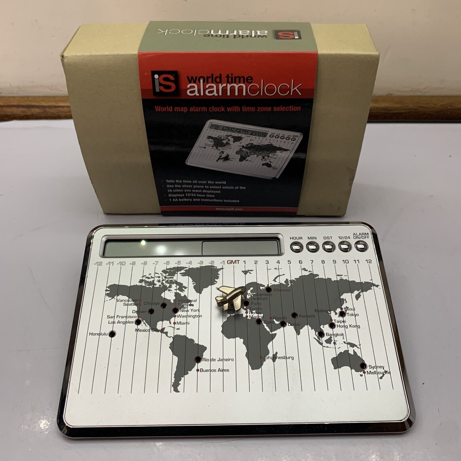 World Time Alarm Clock with World Map NEW – Retro Unit