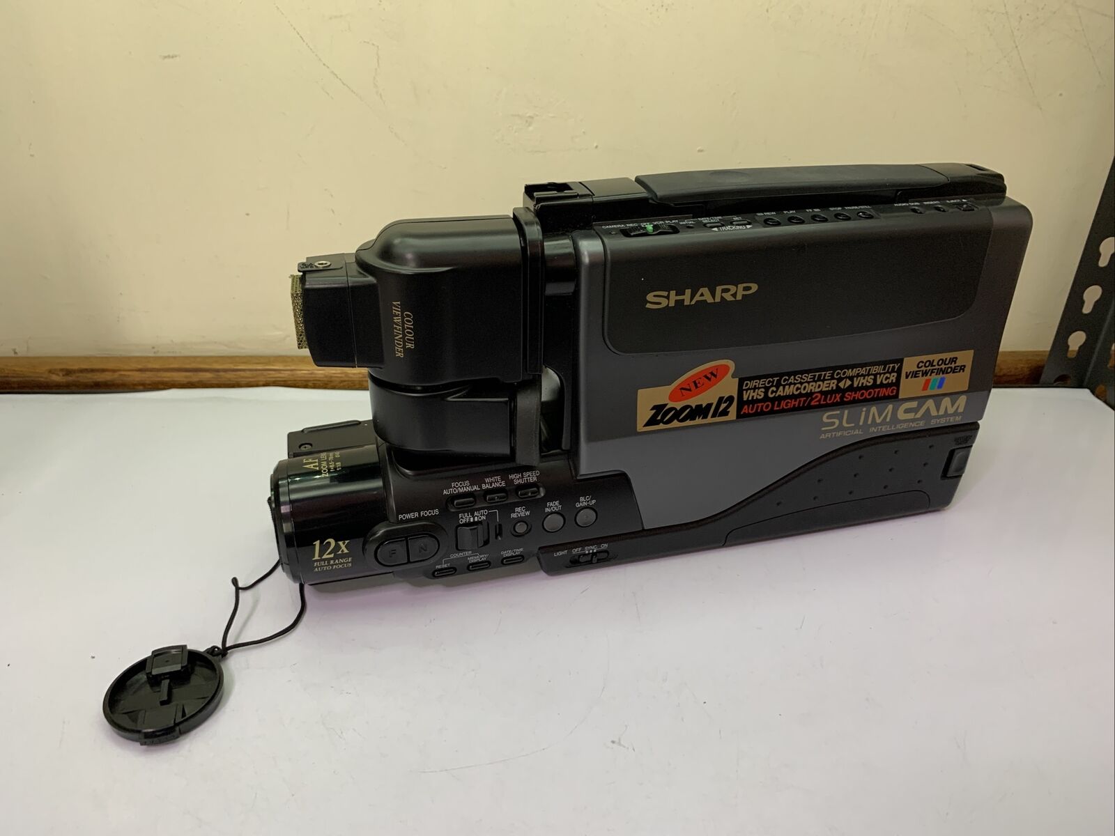 Sharp SlimCam Zoom 12 Full Size VHS Camcorder VL-SX80 16x Optical Zoom ...