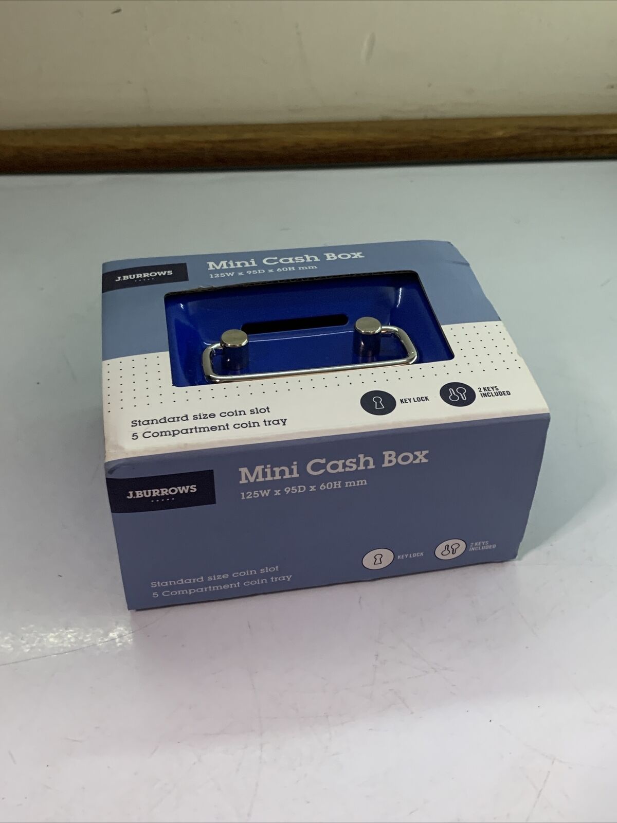 Mini Cash Box 125 X 95 X 60 mm Blue NEW – Retro Unit