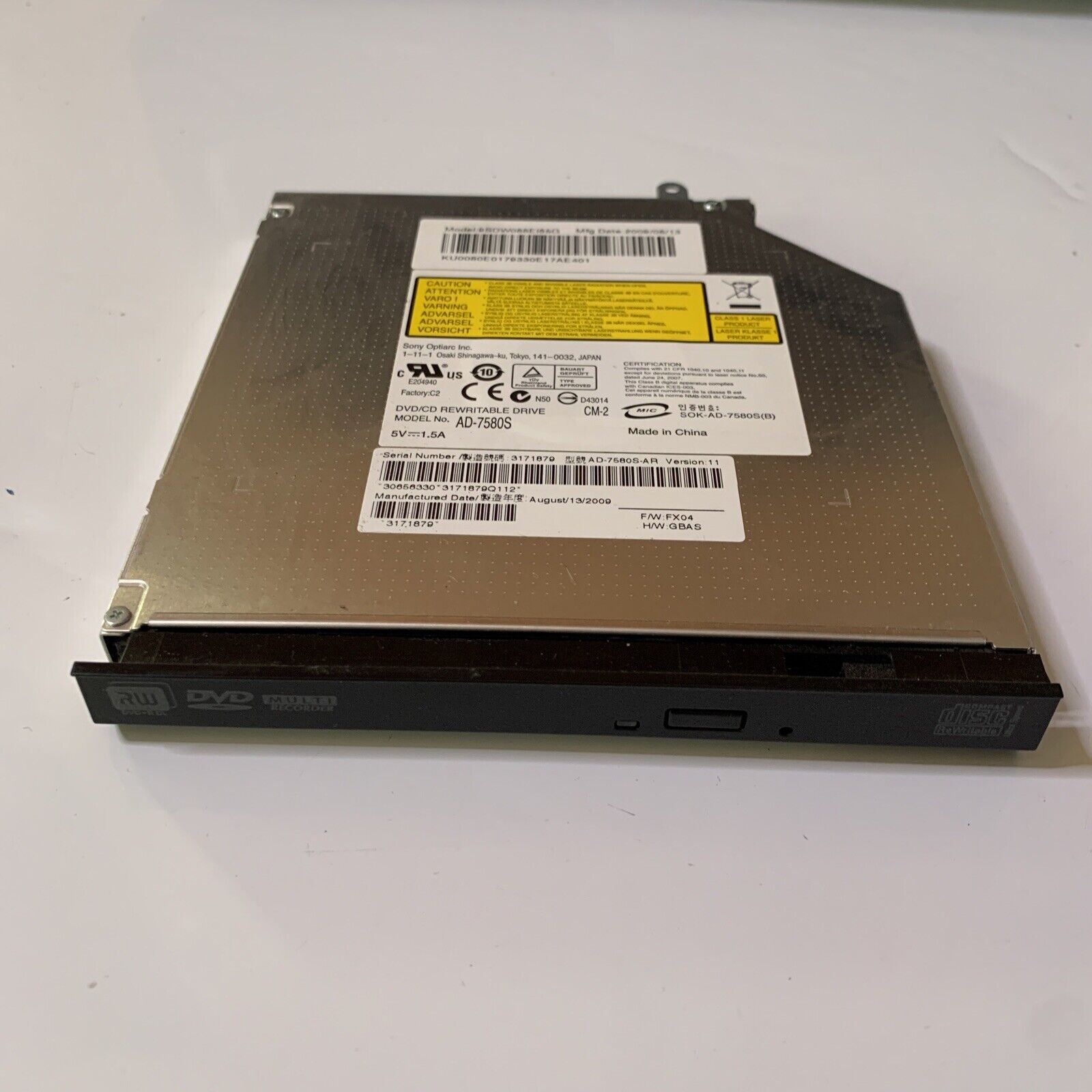 Sony DVD±RW CD Rewritable Laptop Drive SATA AD-7580S – Retro Unit