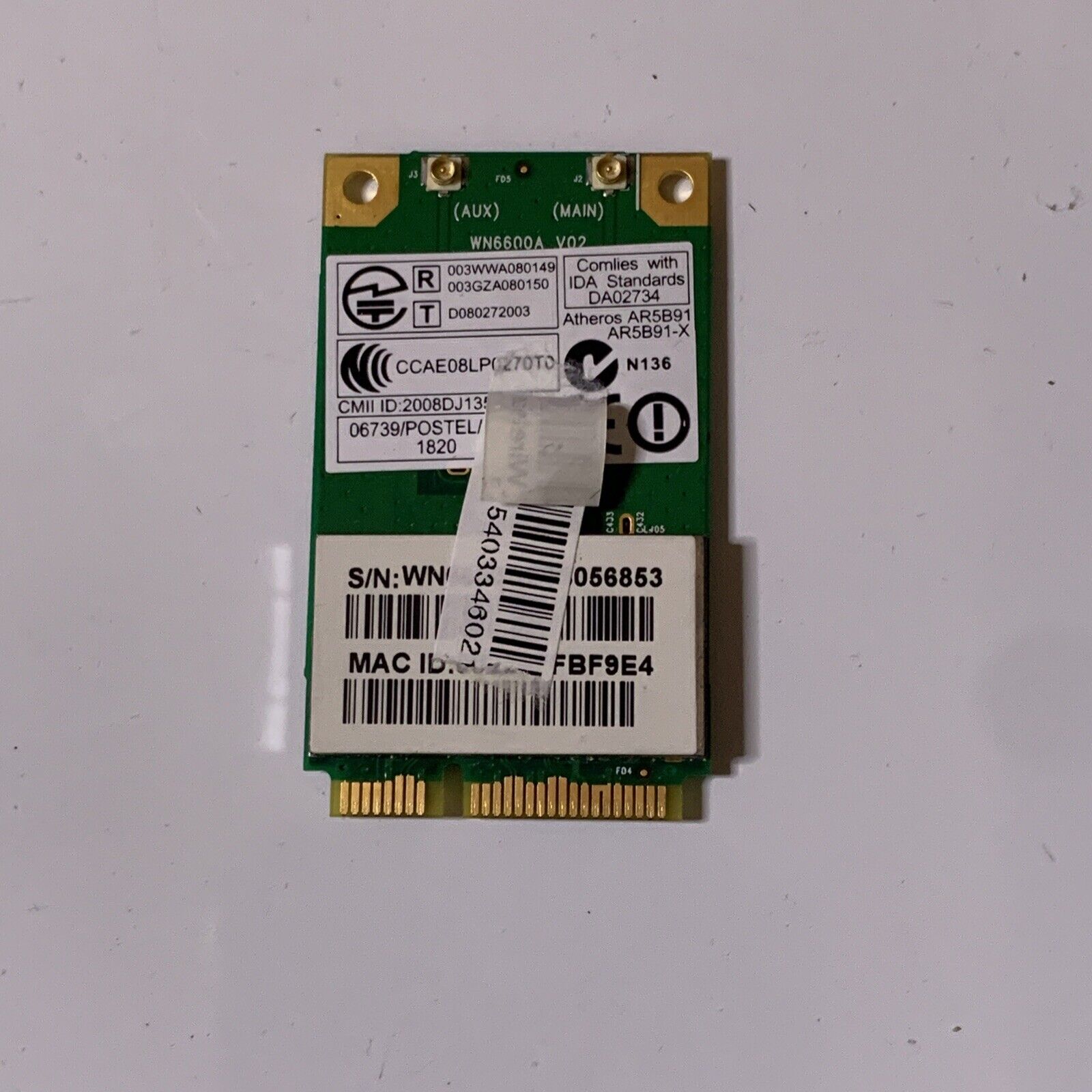 Anatel Atheros AR5B91 Wireless-N 300Mbps Mini PCI-E Laptop WiFi PCI Ex ...