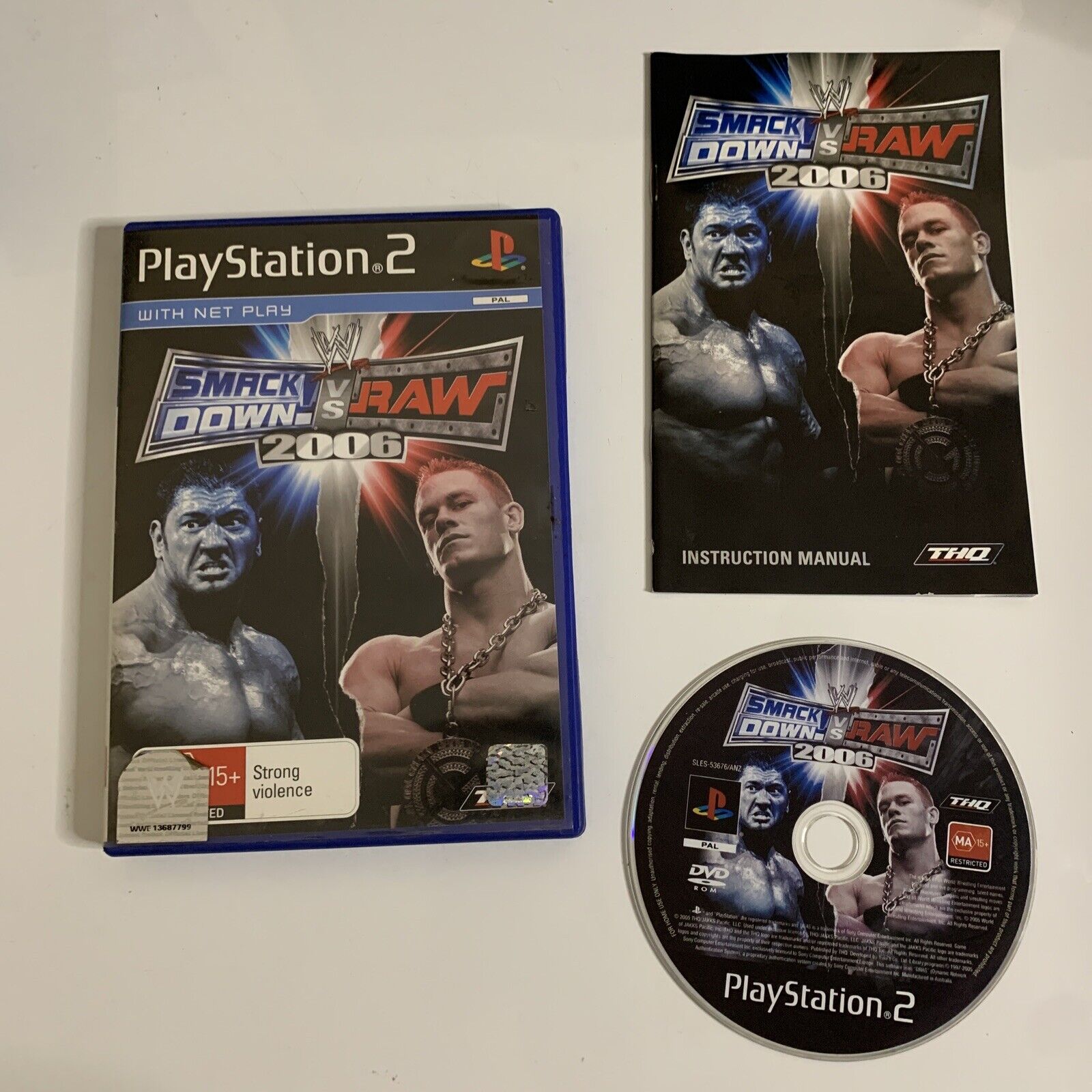 WWE Smackdown vs Raw 2006 PS2 Sony Playstation 2 PAL Wrestling Game Co ...