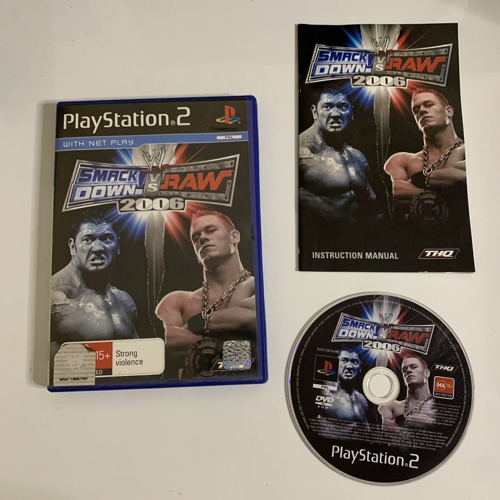 WWE Smackdown vs Raw 2006 PS2 Sony Playstation 2 PAL Wrestling Game Co ...