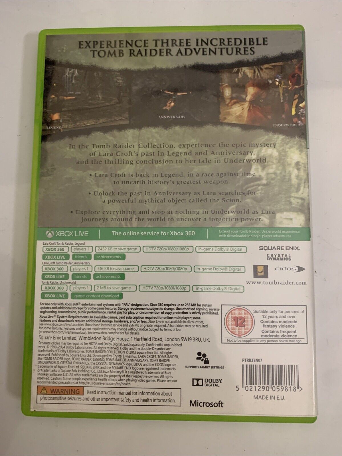 Tomb Raider Collection Microsoft XBOX 360 PAL Triple Game Classics Com ...