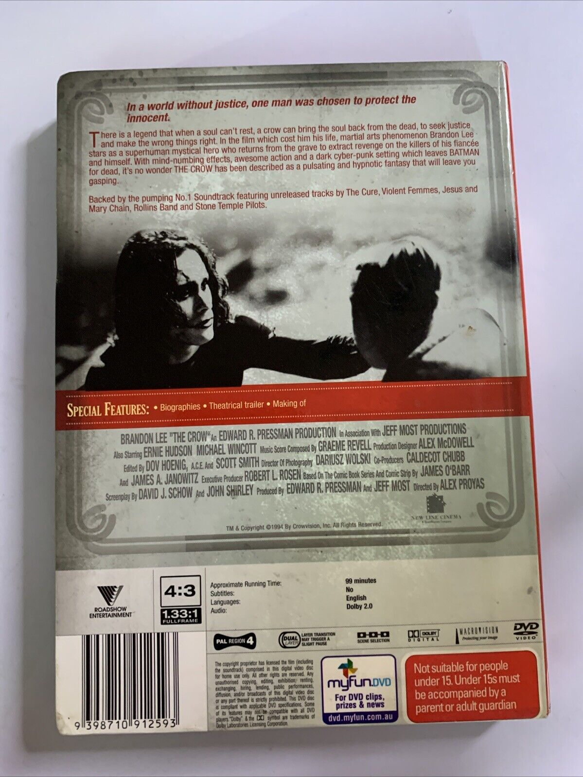 The Crow 15th Anniversary Special Edition (DVD, 1994) Brandon Lee Regi ...