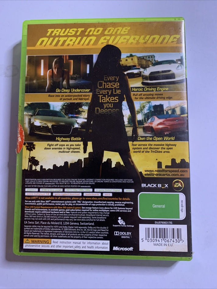 Need For Speed Undercover Microsoft XBOX 360 PAL 2008 Racing Game Comp ...