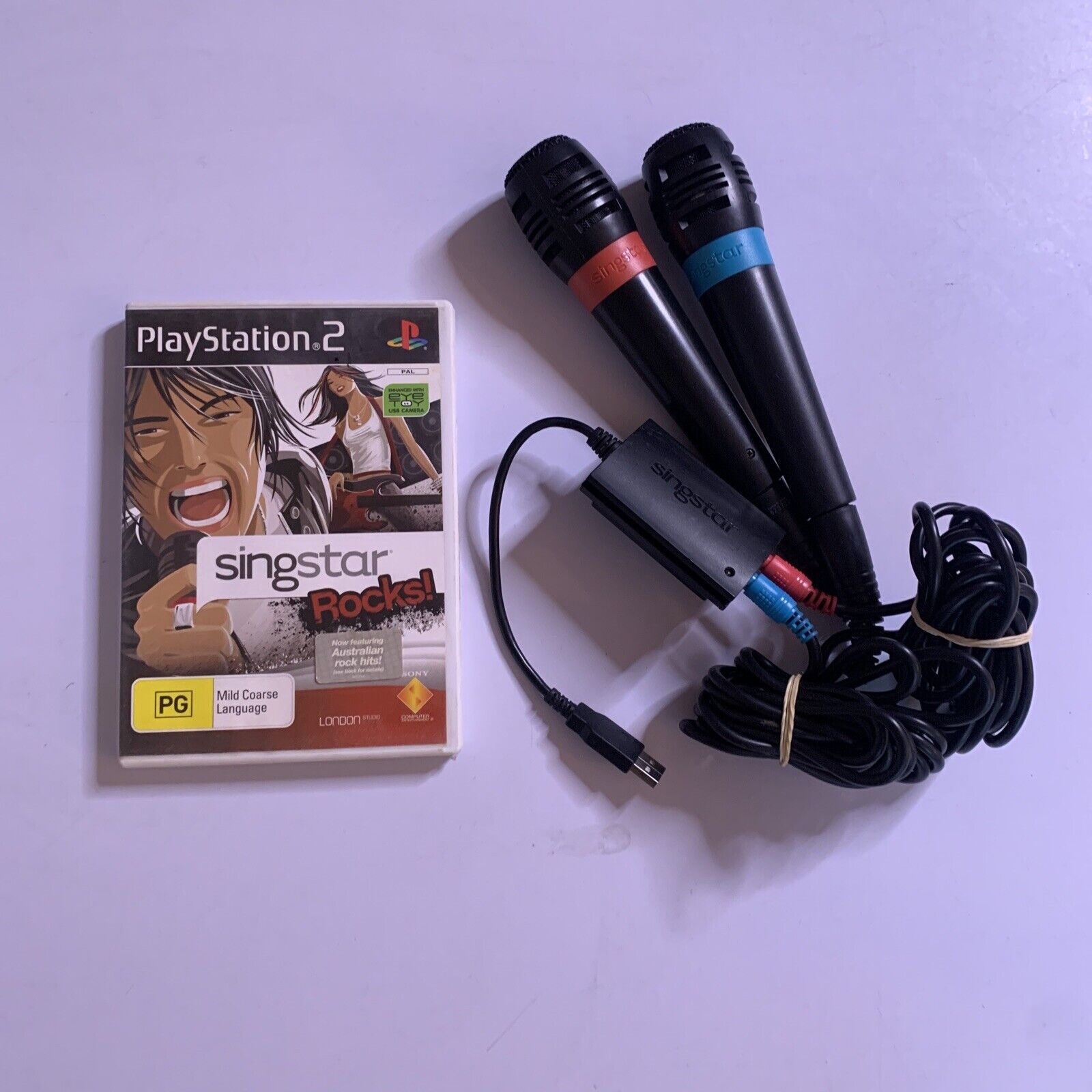 Sing Star 2x Microphone SingStar Rocks Sony PlayStation 2 PS2 PAL Kara ...