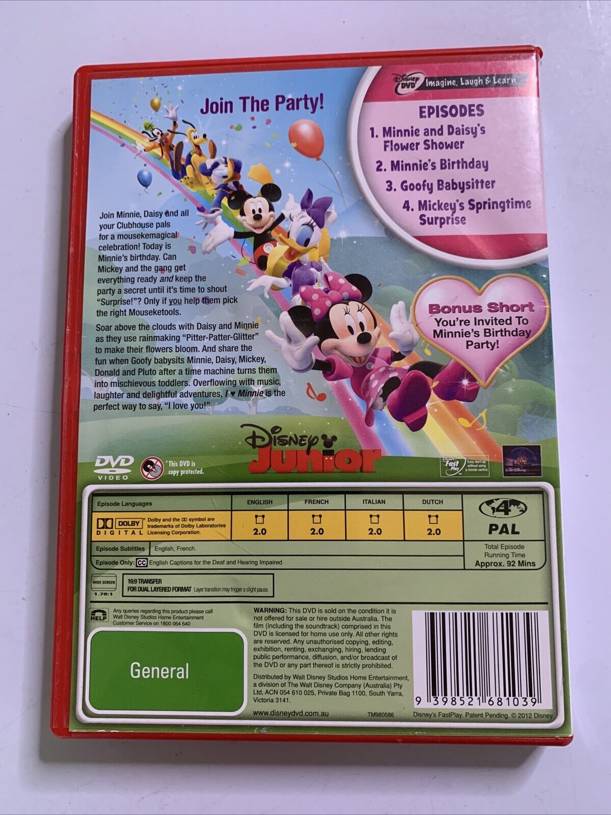 Mickey Mouse Clubhouse I Love Heart Minnie (DVD, 2011) Disney Animatio ...