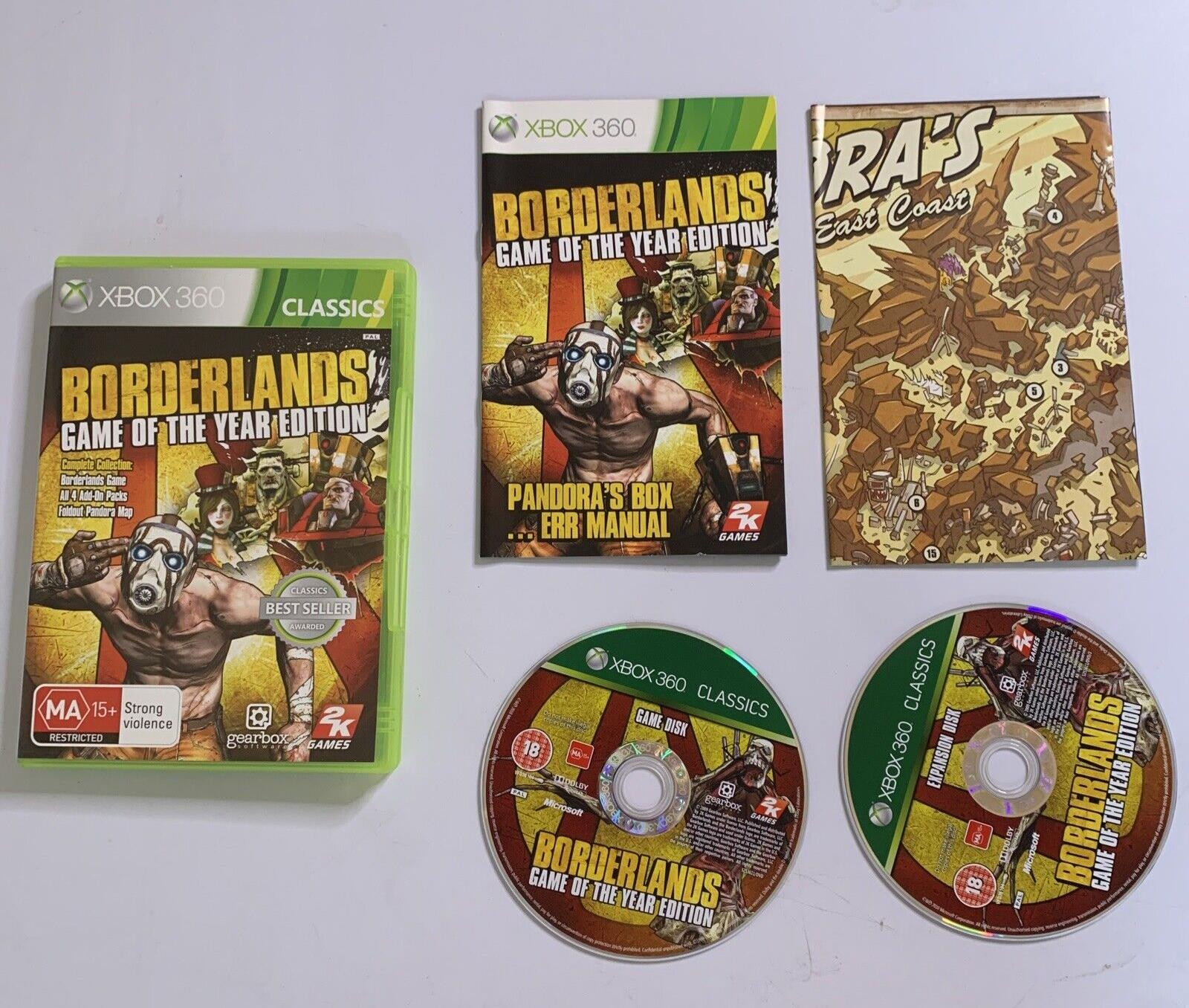 Borderlands Game of the Year Edition Microsoft XBOX 360 PAL + Map Comp ...