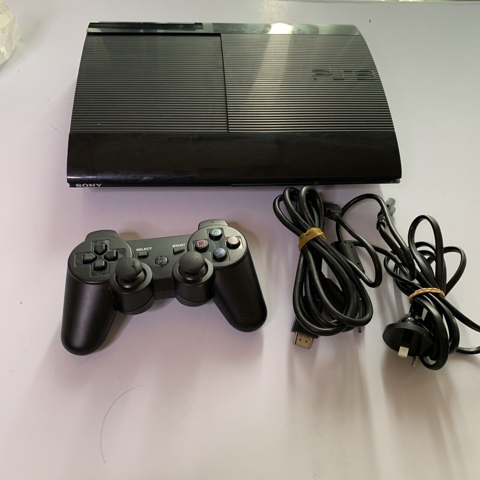 Sony PlayStation 3 PS3 Slim 12GB Console Black with Controller + Cable ...