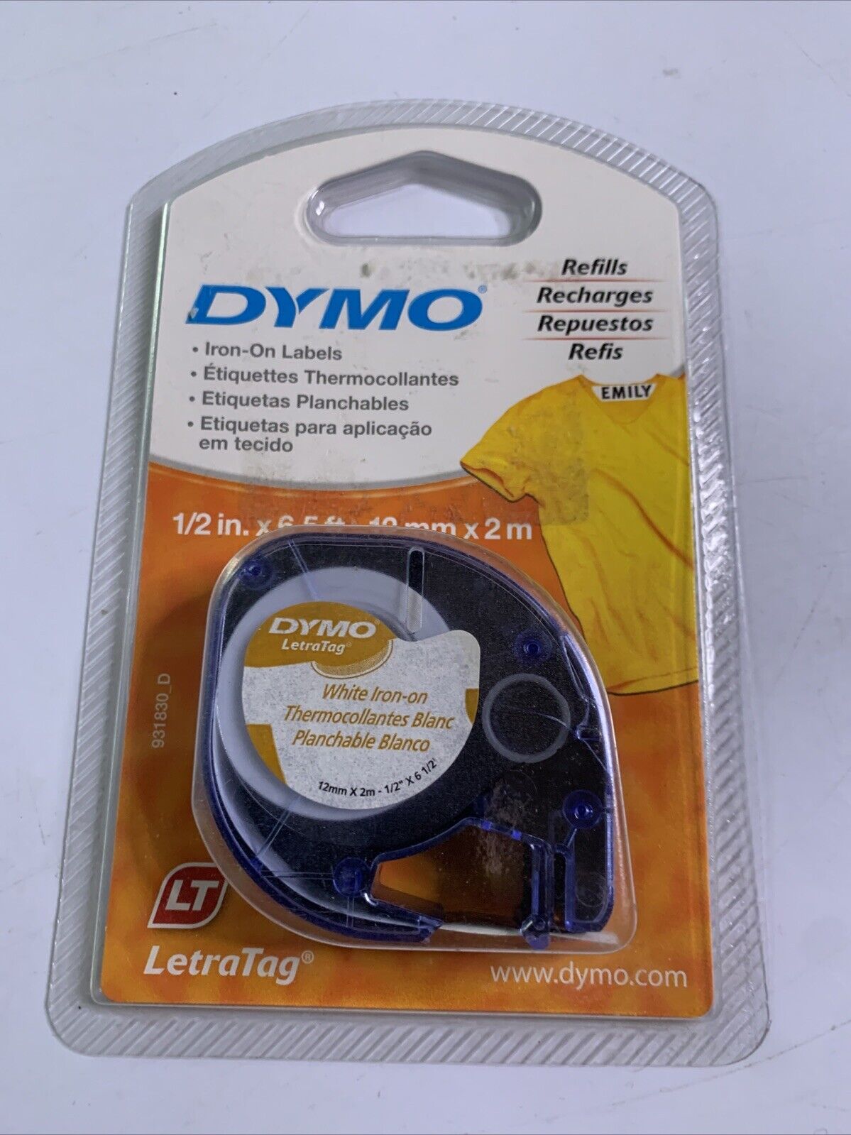 Genuine DYMO LetraTag Iron-On Fabric Label 18771 Black on White 12mm x ...