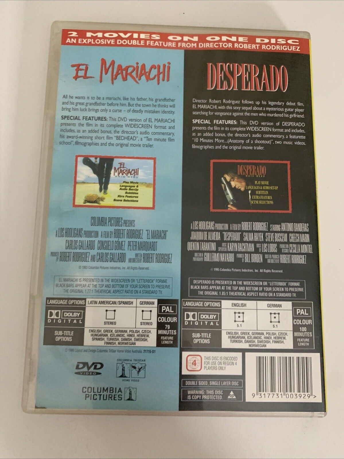 Desperado / El Mariachi (DVD, 1995) Antonio Banderas, Salma Hayek Regi ...