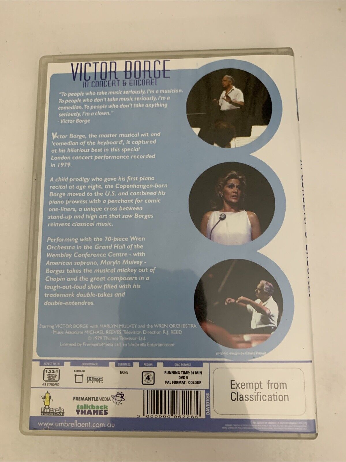 Victor Borge In Concert And Encore (DVD, 1979) Region 4 – Retro Unit