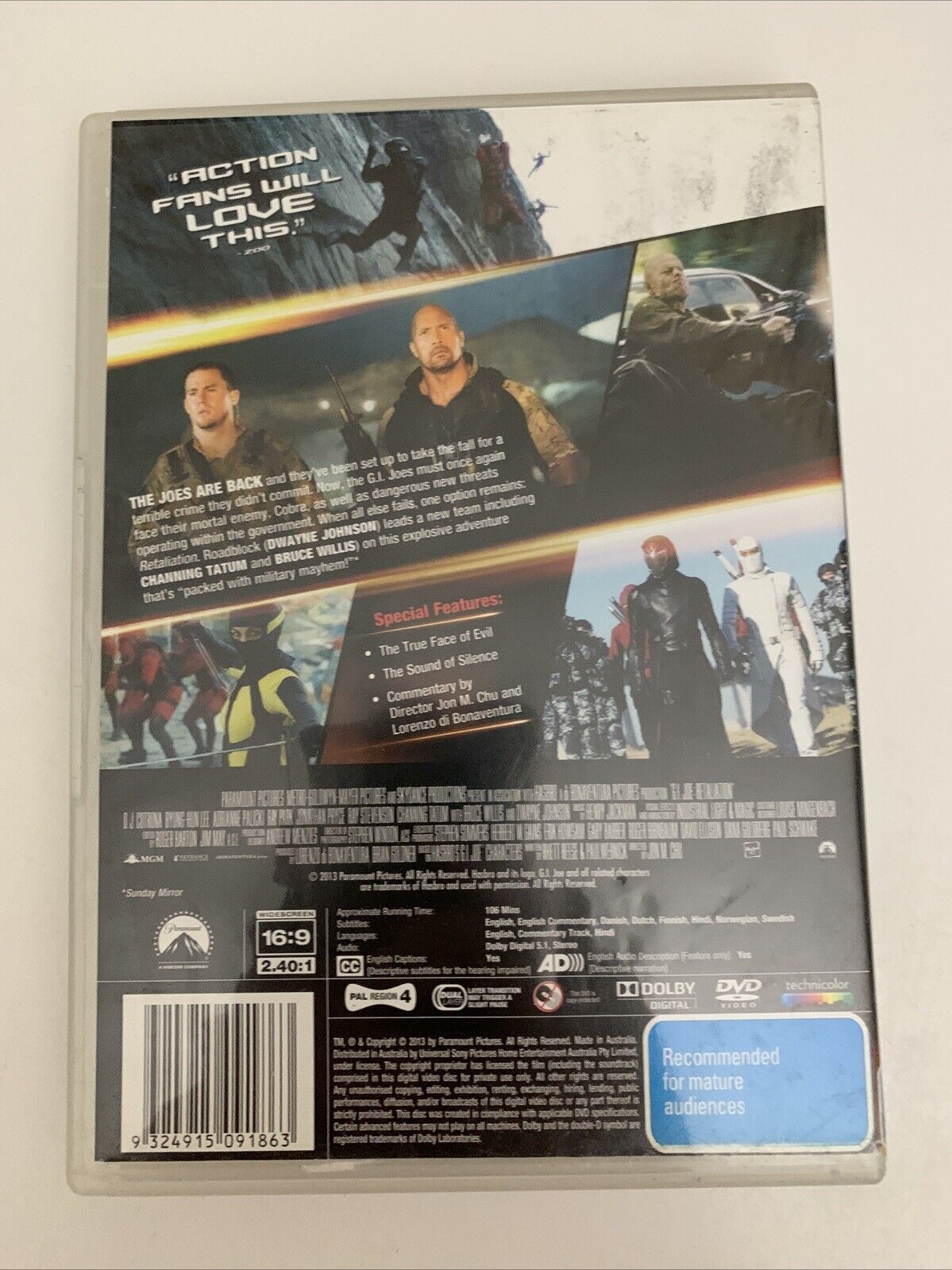 G.I. Joe Retaliation (DVD, 2013) The Rock, Bruce Willis, Channing Tatu ...