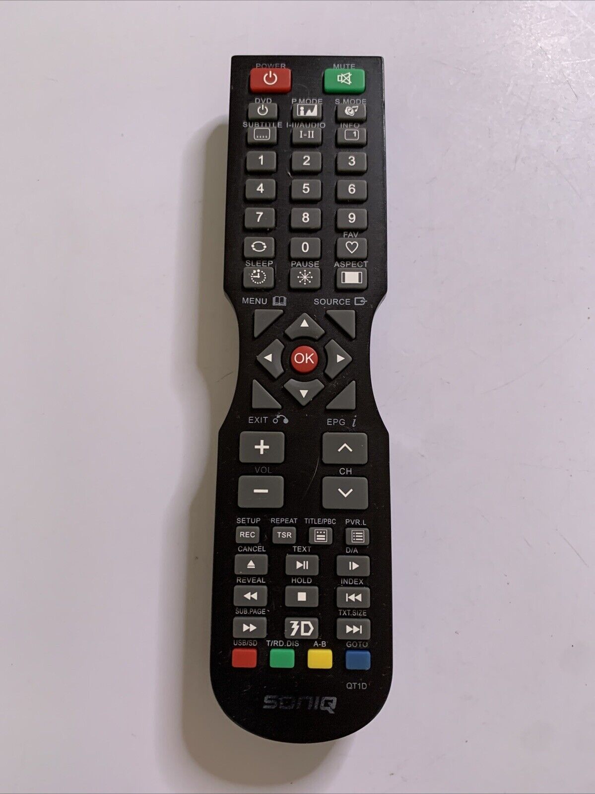 Genuine SONIQ QT1D Remote Control For TV *Missing Battery Lid – Retro Unit
