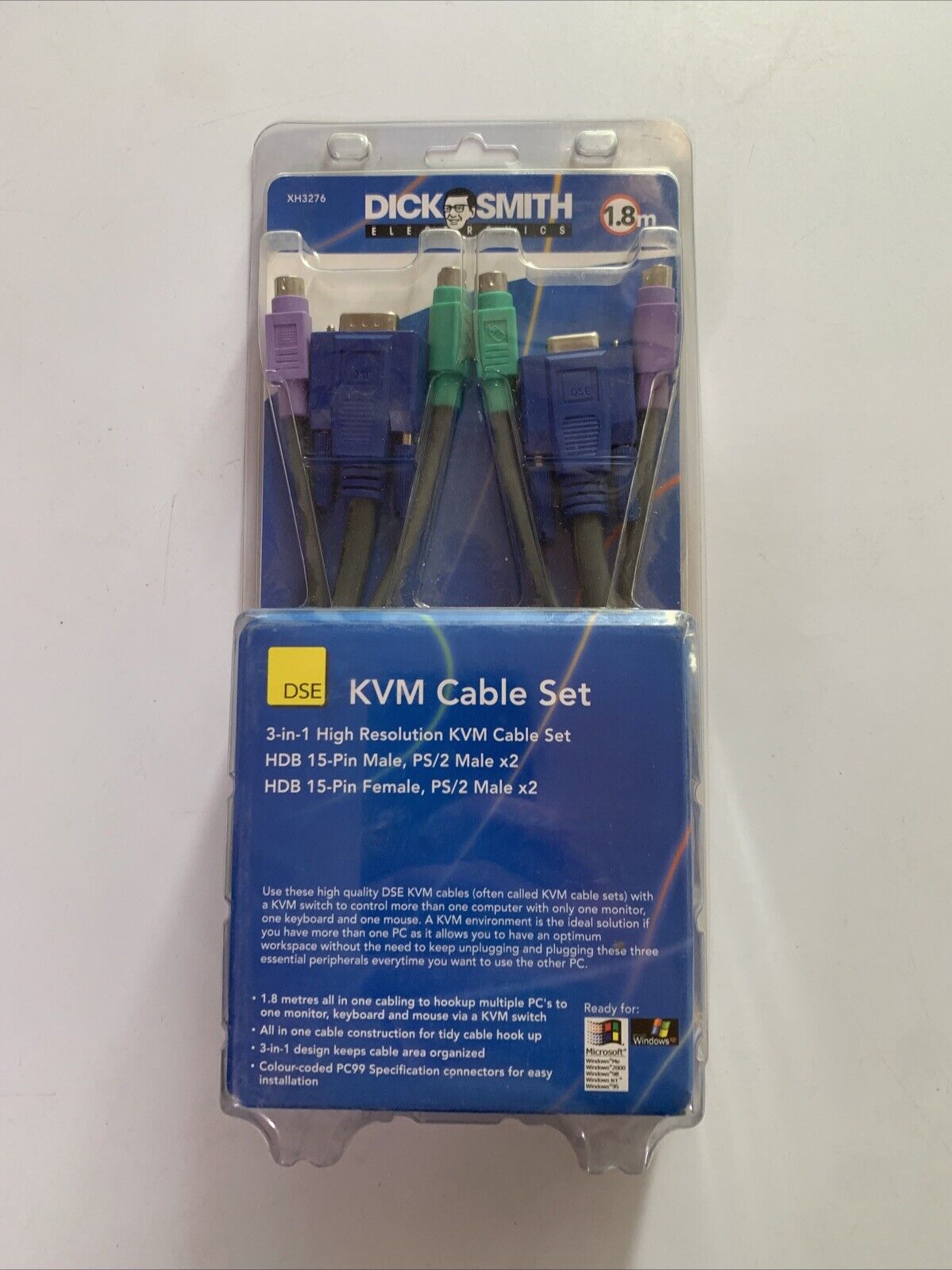 DSE KVM Cable Set 3-In-1 VGA PS/2 input NEW – Retro Unit