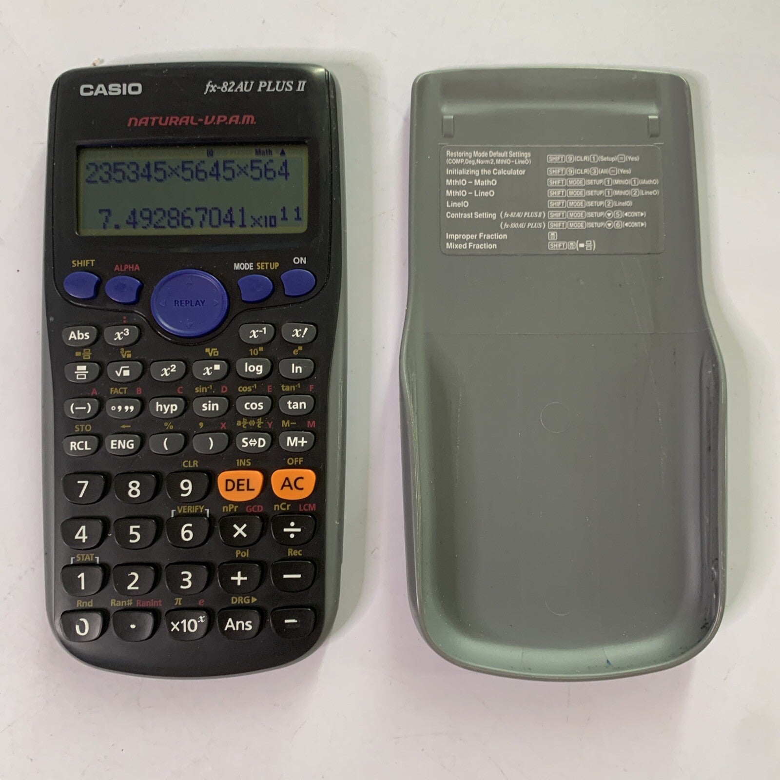 Casio FX82AU PLUS II Scientific Calculator with Front Cover – Retro Unit