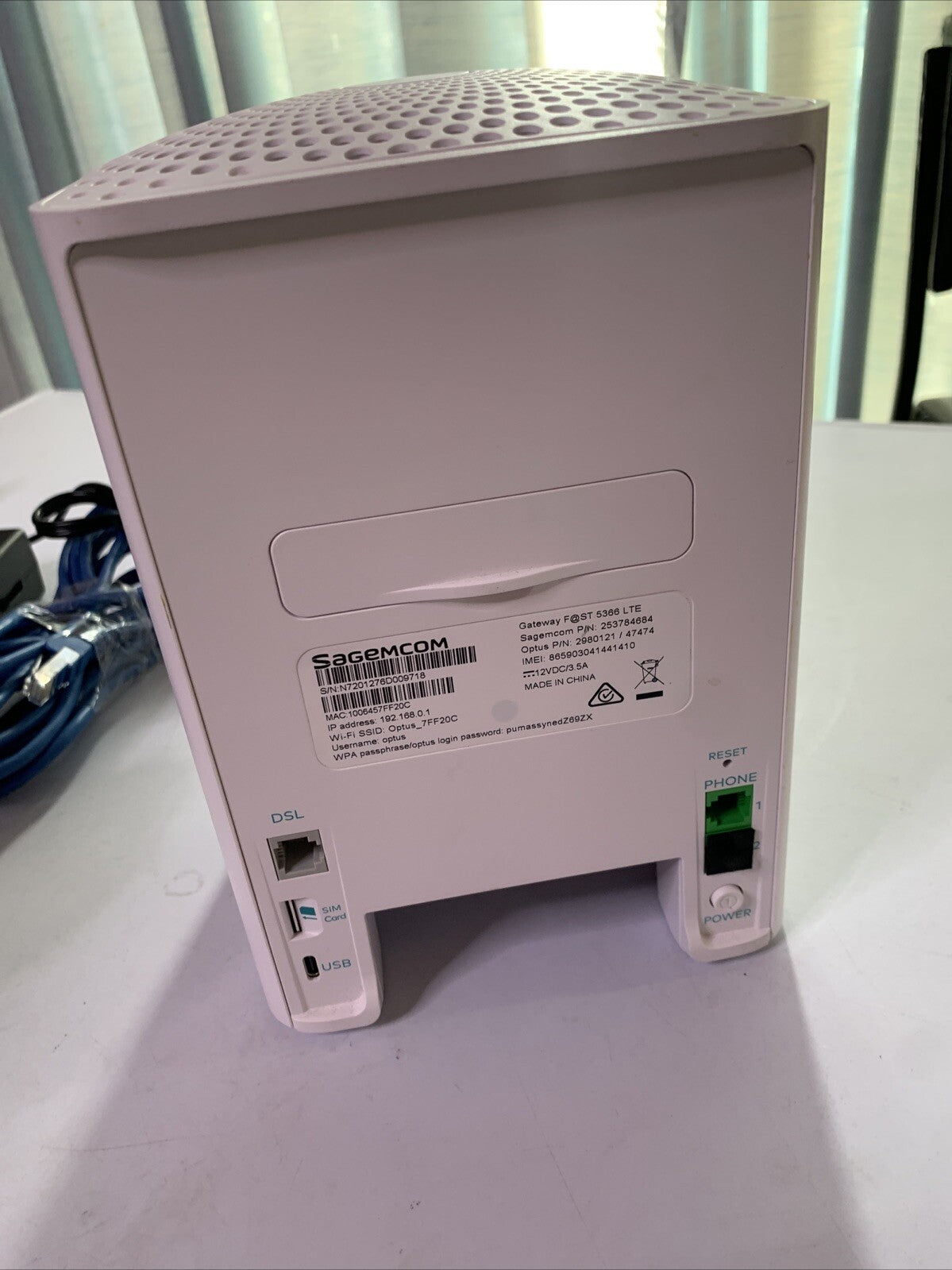 Optus Sagemcom Gateway Fast 5466 Lte 4g Backup Nbn Modem Wifi Wireless