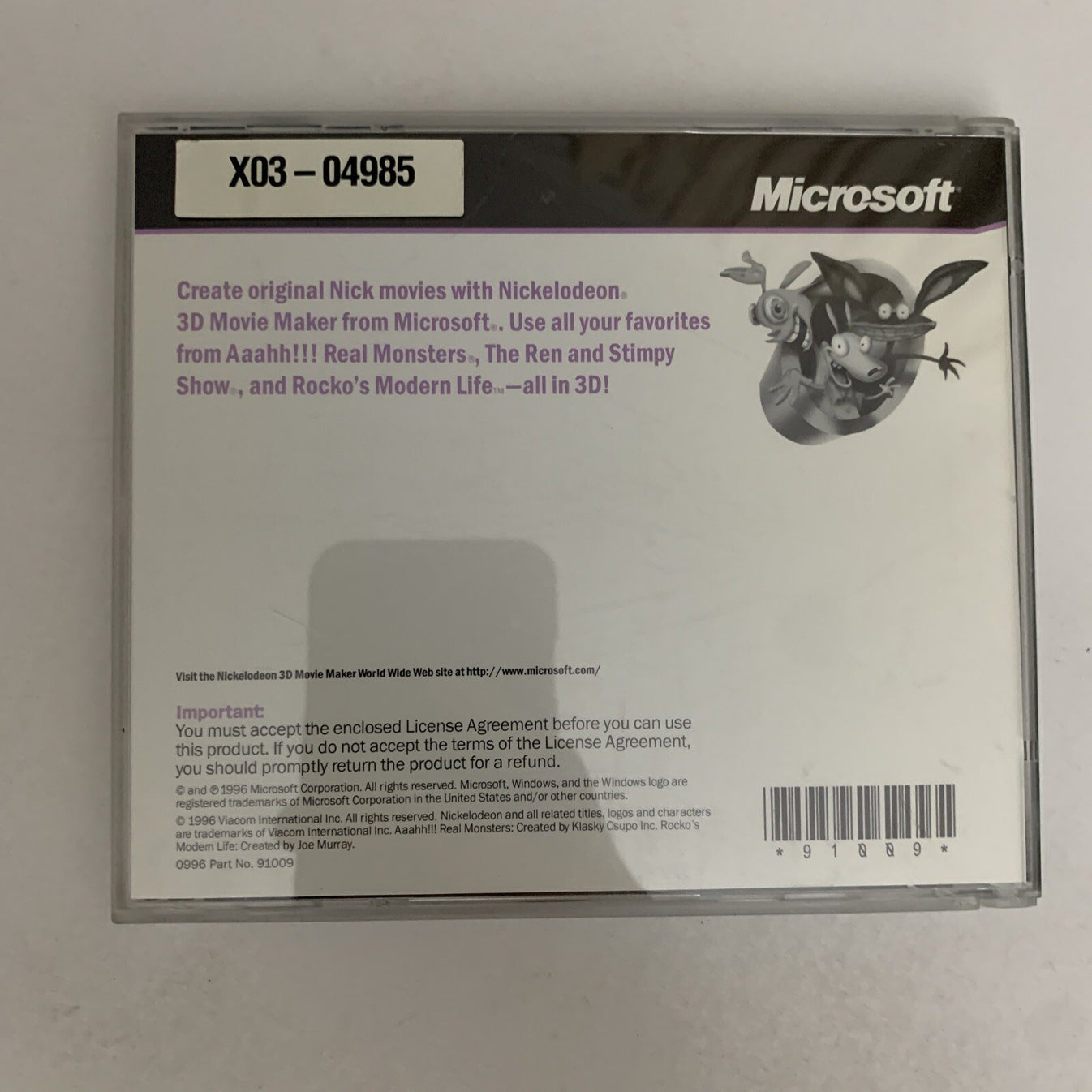 Nickelodeon 3D Movie Maker PC CD-ROM Windows 95 by Microsoft – Retro Unit