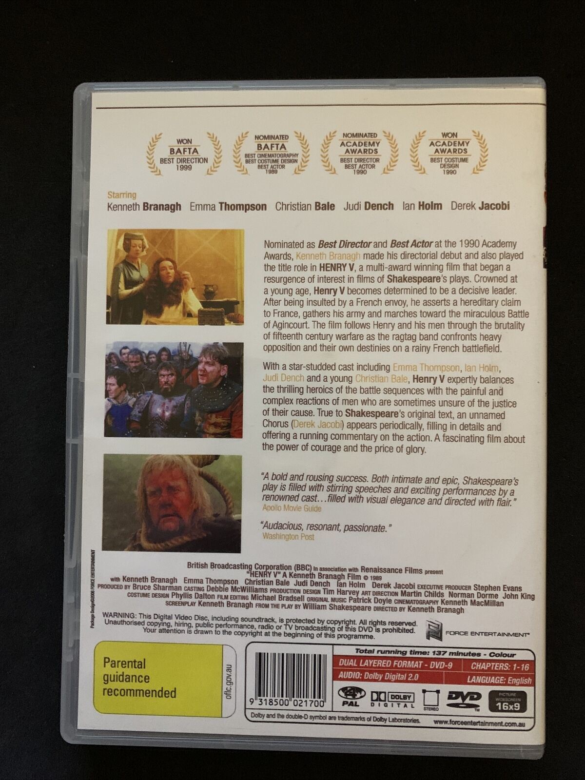 Henry V (DVD, 1989) Kenneth Branagh. Region 4 – Retro Unit