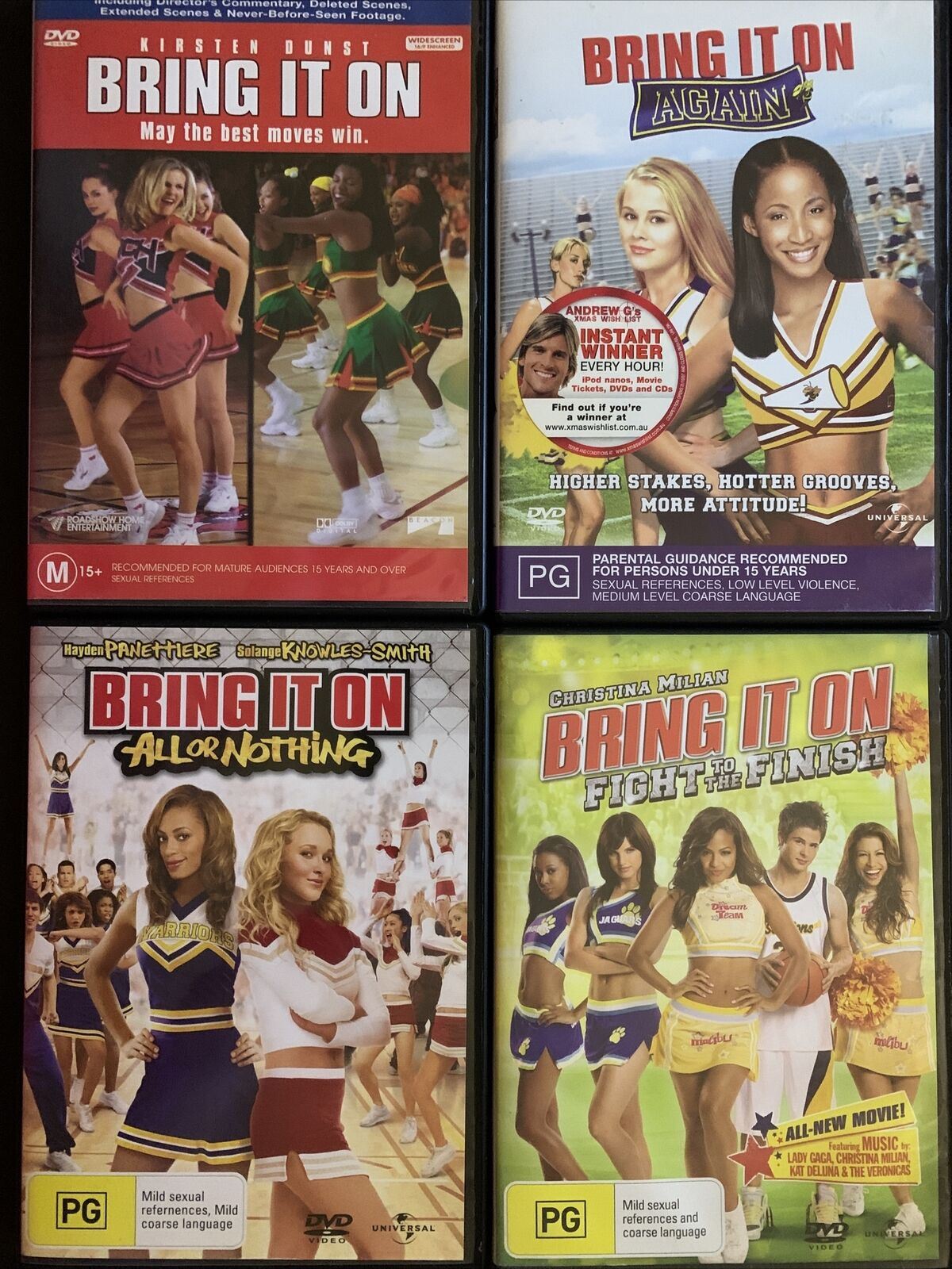 4x Bring it On DVD's: The Original Plus 3 Sequels. Region 4 – Retro Unit