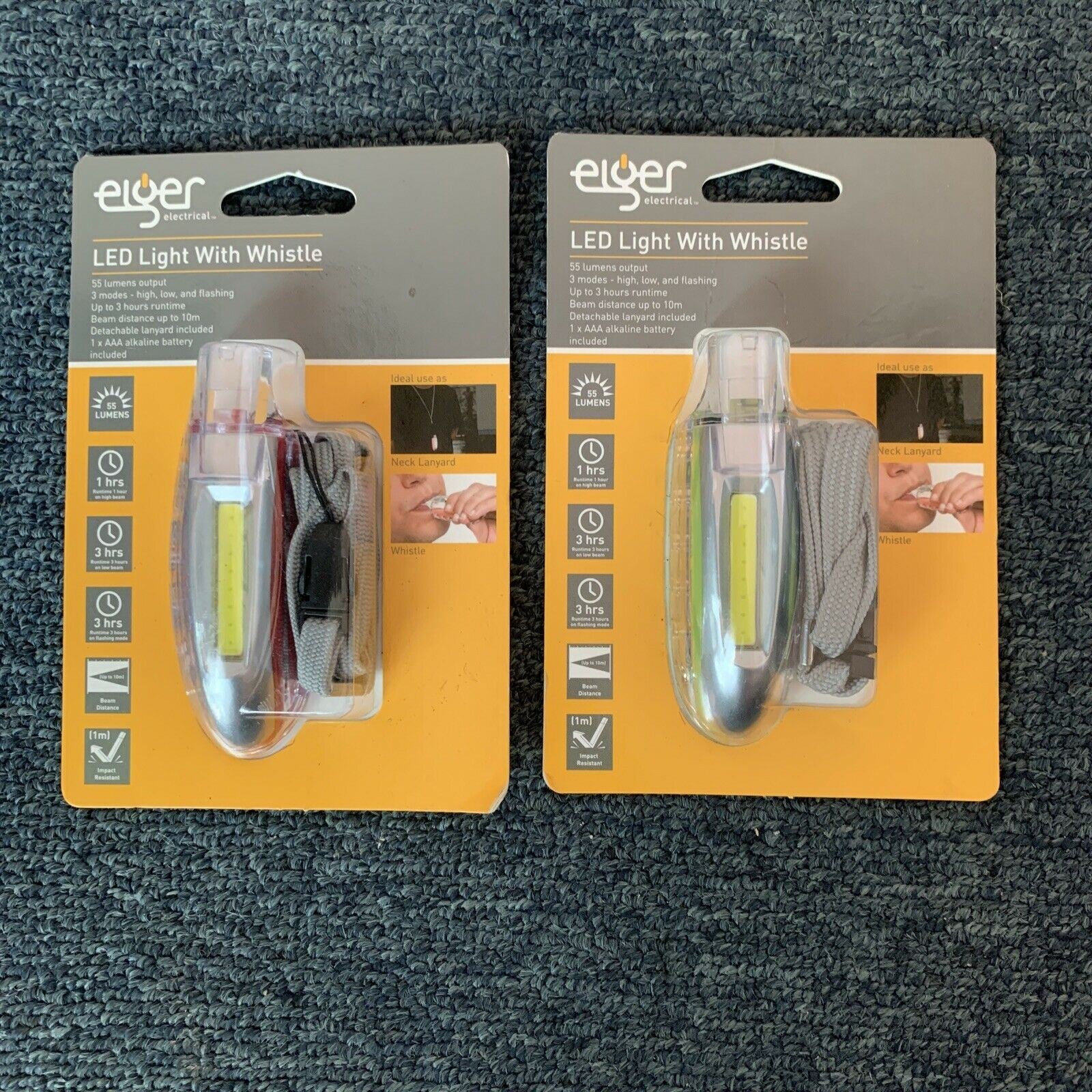 2x Eiger LED Light with Whistle – Retro Unit