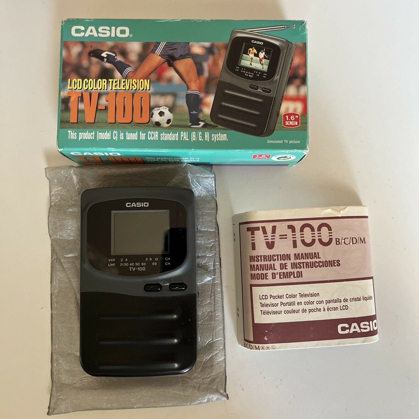 Vintage NEW Casio TV-100 LCD Colour Television Analog TV VHF/UHF PAL ...